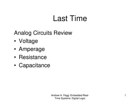 Lecture Slides On Analog To Digital Circuits Ame 3623 Docsity