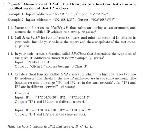 solved [6 points] given a valid ipv4 ip address write a