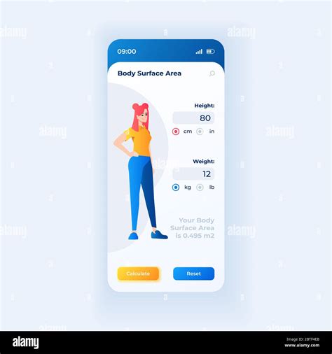 Body Surface Area Calculation Smartphone Interface Vector Template Stock Vector Image And Art Alamy