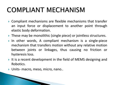 Compliant Mechanisms And Its Application In Robotics PPTX