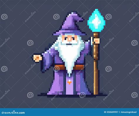 Pixel Art Wizard Casting A Spell Stock Illustration Illustration Of