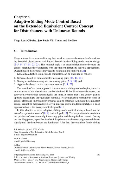 Pdf Adaptive Sliding Mode Control Based On The Extended Equivalent