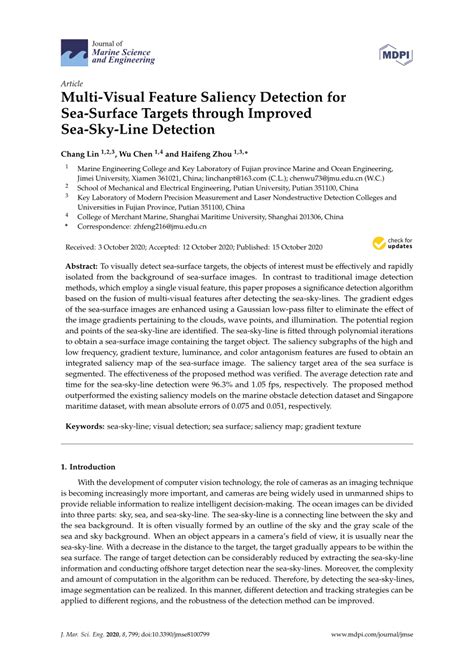 Pdf Multi Visual Feature Saliency Detection For Sea Surface Targets
