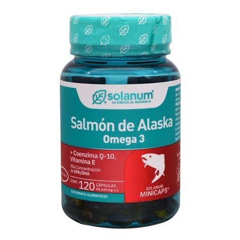 Salmon De Alaska Omega 3 Coenzima Q10 Vit E 120 Cap Solanum Turquesa