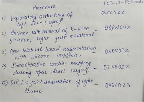 Coding Assignments Instructions Using An Icd 10 Pcs Code Book Assign