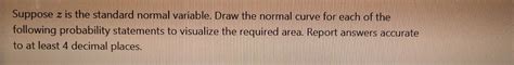 Solved Suppose Z Is The Standard Normal Variable Draw The Chegg