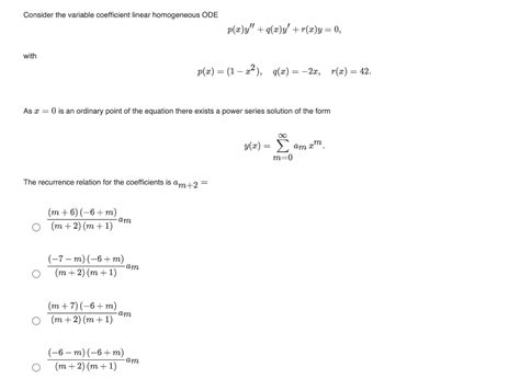 Solved Consider The Variable Coefficient Linear Homogeneous