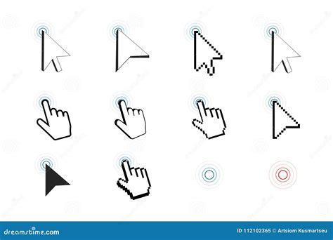 pixel cursor or computer mouse pointer icons set pixel art cursors
