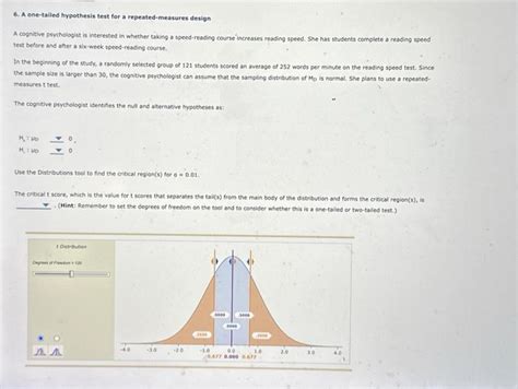 Solved 6 A One Tailed Hypothesis Test For A