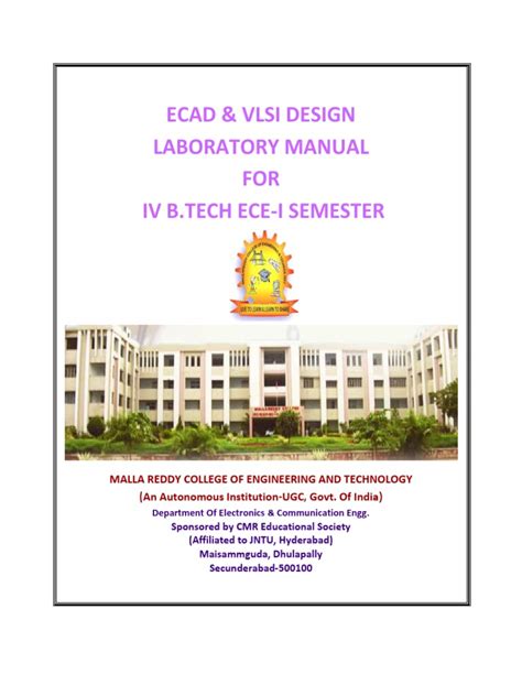 Ecad And Vlsi Design Laboratory Manual For Iv Btech Ece I Semester Pdf