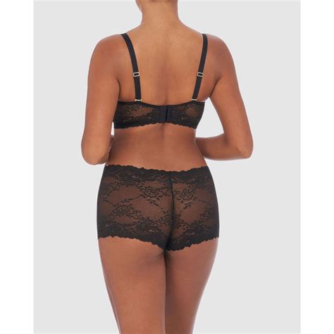 Heavenly Wired Convertible Sheer Lace Balconette Bra Black