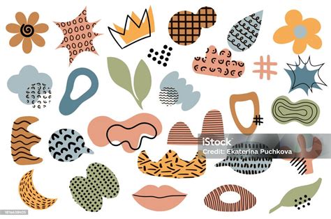 추상 유행 현대 손으로 그린 모양 창조적 인 미적 현대 낙서 디자인 요소 세트 벡터 일러스트 레이 션 개체 그룹에 대한 스톡 벡터 아트 및 기타 이미지 Istock