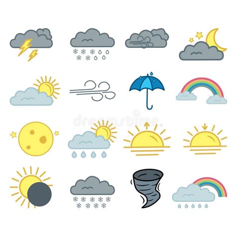 Set Of 30 Weather Icons Stock Vector Illustration Of Umbrella 276802415