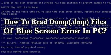 How To Read Dump Dmp Files Of Blue Screen Error In Pc Exeideas