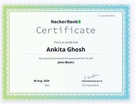Ankita Ghosh On Linkedin Java Achievement Learningjourney Hackerrank Linkedin
