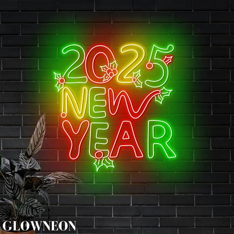 Glowneon 2025 New Year Neon Wall Decor Happy New Year Led Light Sign