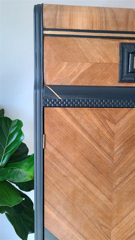 Sold Waterfall Art Deco Armoire Bar Cabinet Etsy