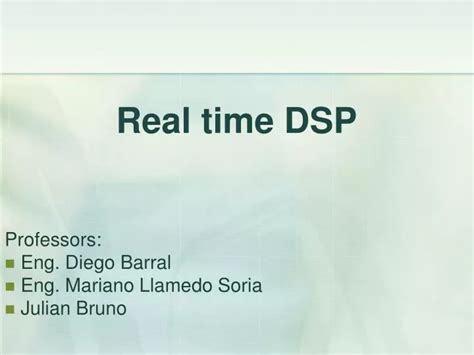 PPT Real Time DSP PowerPoint Presentation Free Download ID
