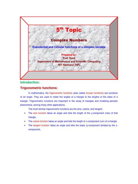 5 exponential and circular functions of a complex variable pdf