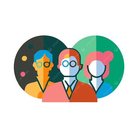 иллюстрация с тремя людьми вектор Png упрощенная красочная икона исследователей на белом фоне