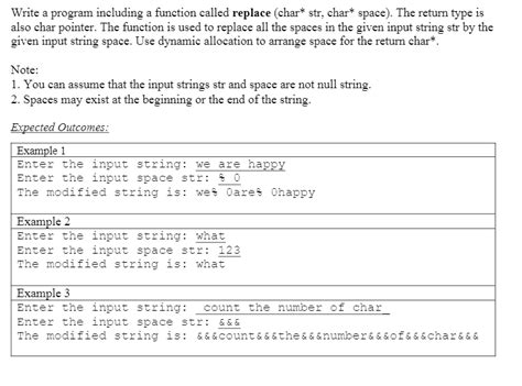 Solved Write A Program Including A Function Called Replace Chegg Com