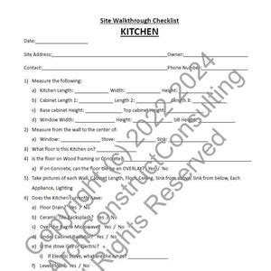 Printable Kitchen Walkthrough Checklist Contractor And Architect Site