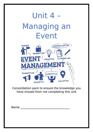 Unit 4 Managing An Event Teaching Resources