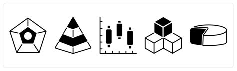 Set Of 5 Diagram Icons In Black Color As Pentagon Pyramid Graph Intervals 56465417 Vector Art