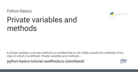 Private Variables And Methods Python Basics 2510