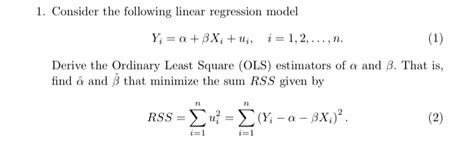 Solved Consider The Following Linear Regression Model Chegg