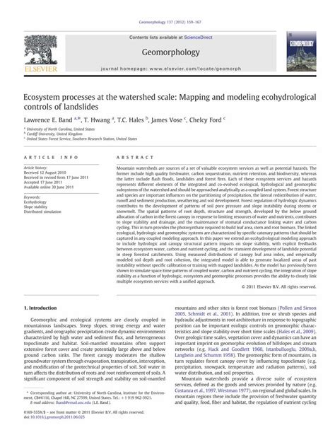 Pdf Ecosystem Processes At The Watershed Scale Mapping And Publications