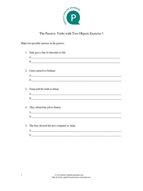The Passive Voice With Two Objects Pdf