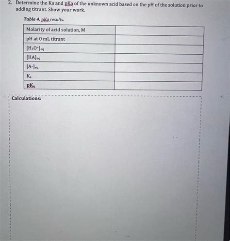 solved acid base titration data sheet table 1 general