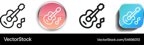 Guitar Icon Thin Linear Regular And Button Style Vector Image