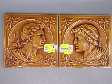 Lot Pair Of Classical Roman Style Tiles