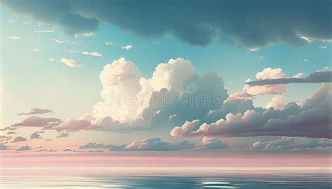 Generative Ai Horizon Hues A Serene Abstract Cloudscape Of Soft