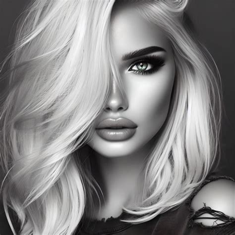 Gorgeous Woman Ninas Sensual Art Black And White Hair Pictures