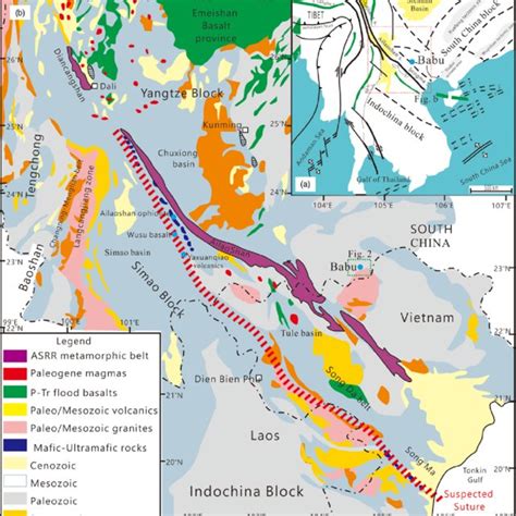 A Tectonic Outline Of Se Asia Wang Et Al 2013 And B Sketch