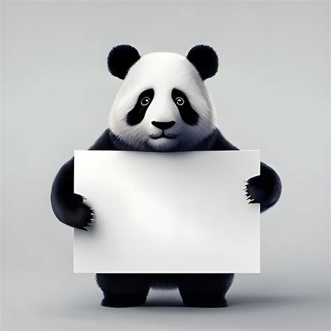 Premium Ai Image A Panda Holding Big Empty White Canvas