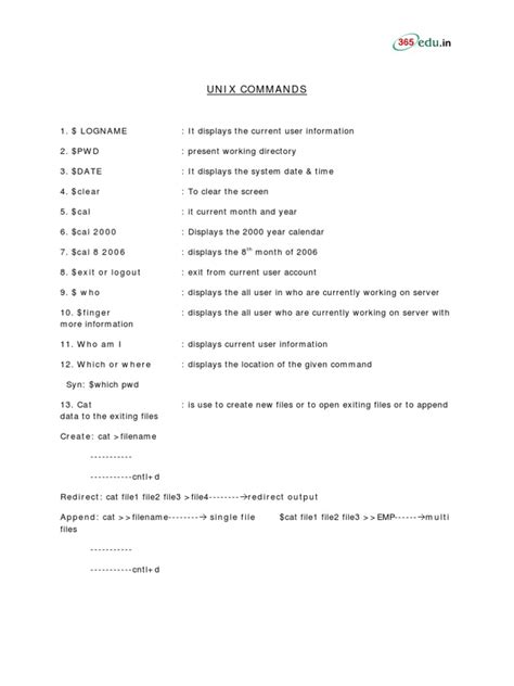 Unix Commands Pdf Command Line Interface Computer File
