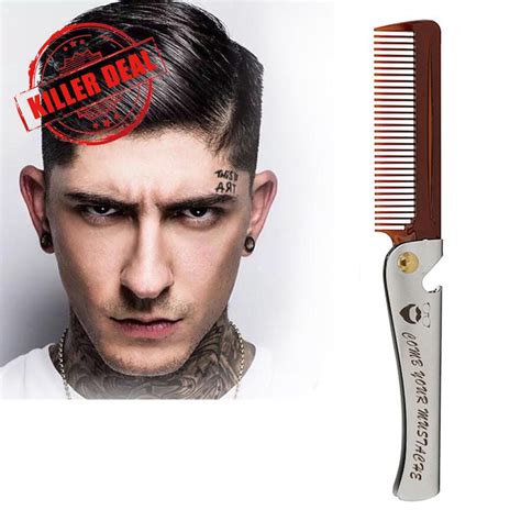 Folding Steel Combs For Men Oil Head Portable Beard Combs Hair Styling Product Combs For Man