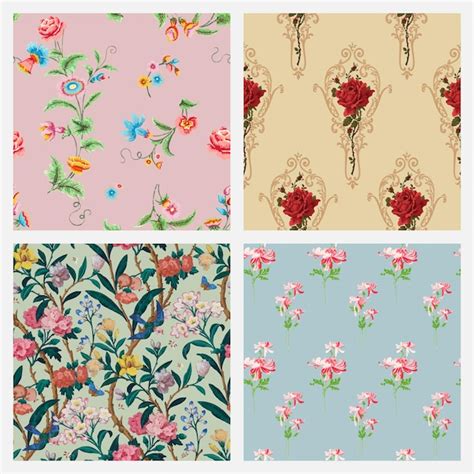 Premium Vector Colorful Botanical Pattern Background Set Premium Vector Colorful Botanical Pattern Background Set