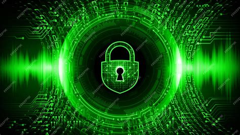 Premium Vector Closed Padlock On Digital Background Cyber Security