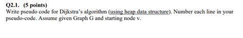 Solved Q21 5 Points Write Pseudo Code For Dijkstras