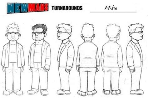 Mike Newman Character Sheet Turnaround Drawing Cartoon Characters