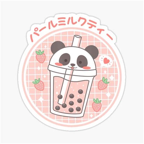 Boba Tea Bubble Milk Cute Panda Kawaii Anime Japanese Sticker For