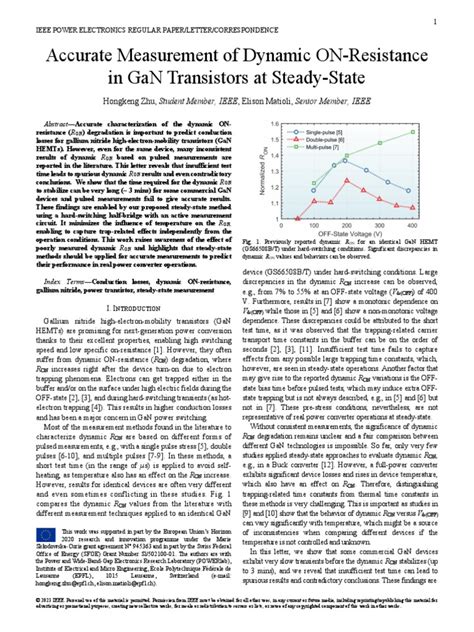Accurate Measurement Of Dynamic On Resistance In Gan Transistors At Steady State Pdf Diode