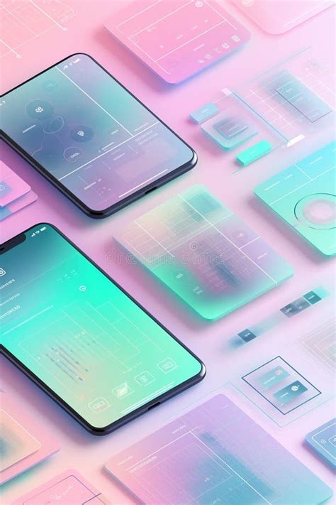 Mobile App Design Blueprint Technological Design Created Using Generative Ai Technology Stock