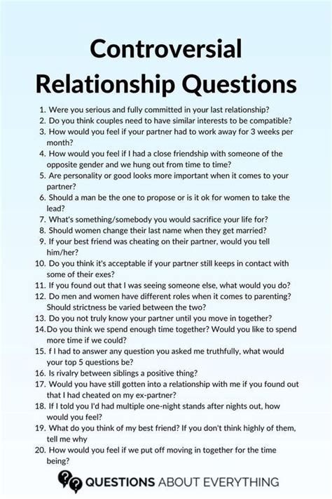 controversial relationship questions relationship questions