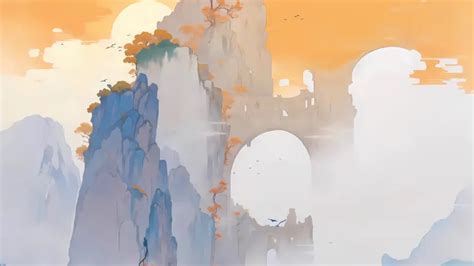 4k水墨古建壁纸｜山间楼阁背景图片 秋韵「哲风壁纸」